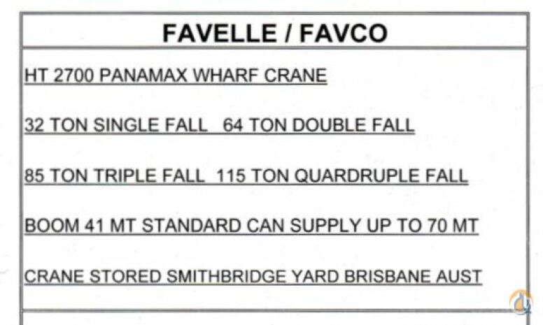 Favelle Favco HT 2700 Panamax Wharf Crane Crane for Sale in Queensland ...